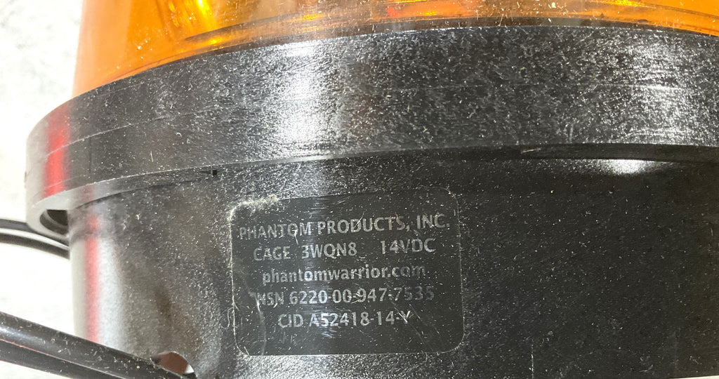 NEW PHANTOM ROTATING AMBER BEACON LIGHT ASSEMBLY 14VDC 2 LAMP — G-Cor ...