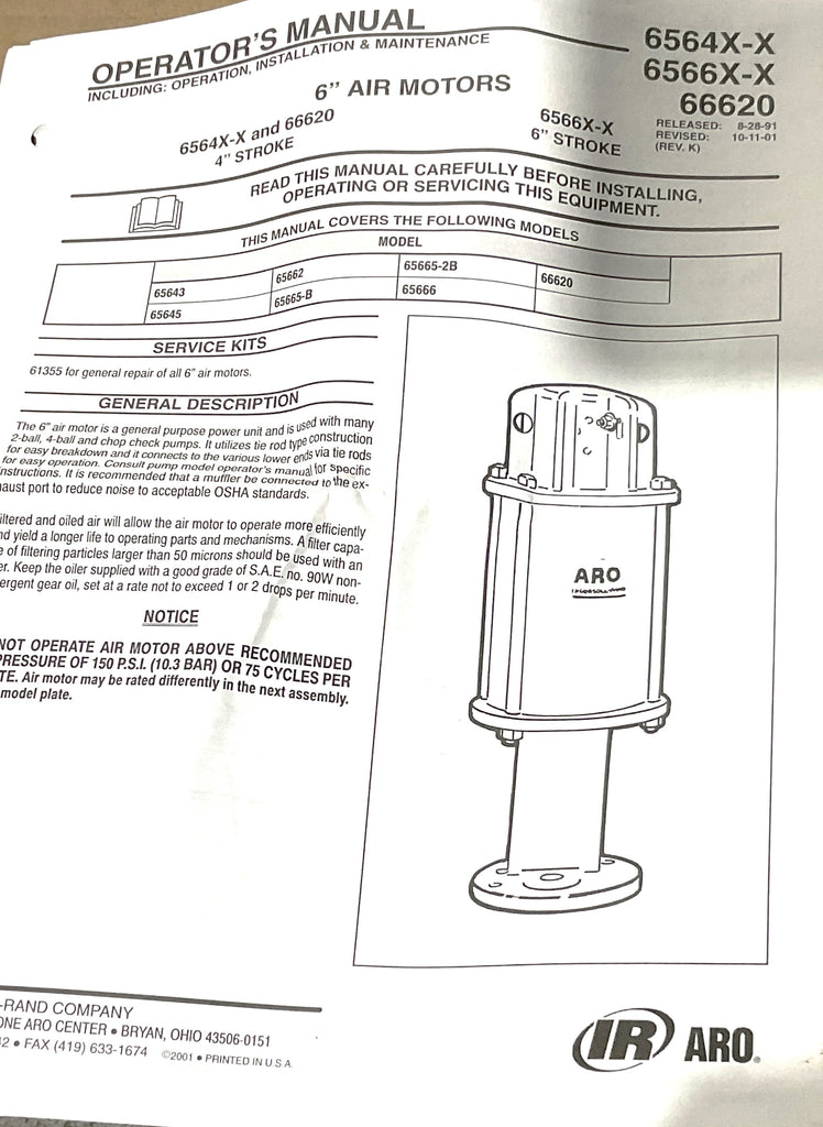 ARO INGERSOLL-RAND AIR MOTOR PARTS KIT 61052 — G-Cor Automotive