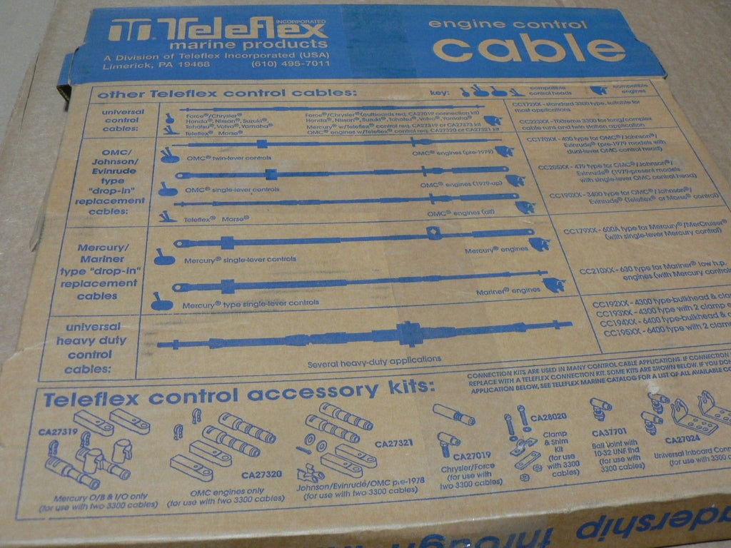 TELEFLEX MARINE push pull cable 19 foot 3 of travel 032377-003-228, 22 ...
