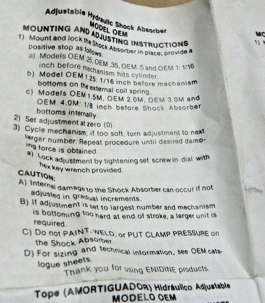 ENIDINE SHOCK ABSORBER adjustable OEM-1.5MX1 — G-Cor Automotive