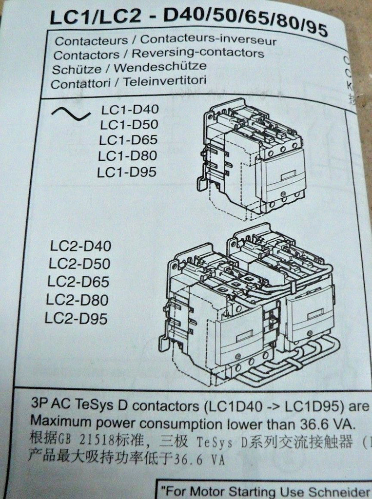 SCHNEIDER MAGNETIC CONTACTOR LC1D40 LC1D40AG7 120 v 50/60 Hz — G-Cor ...
