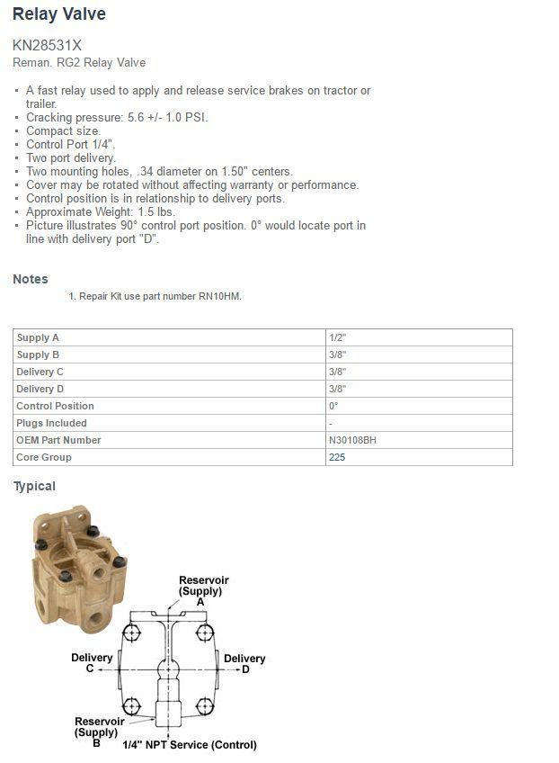 HALDEX RV060 RELAY VALVE NPT Delivery Ports N30108BH KN28531X — G-Cor ...