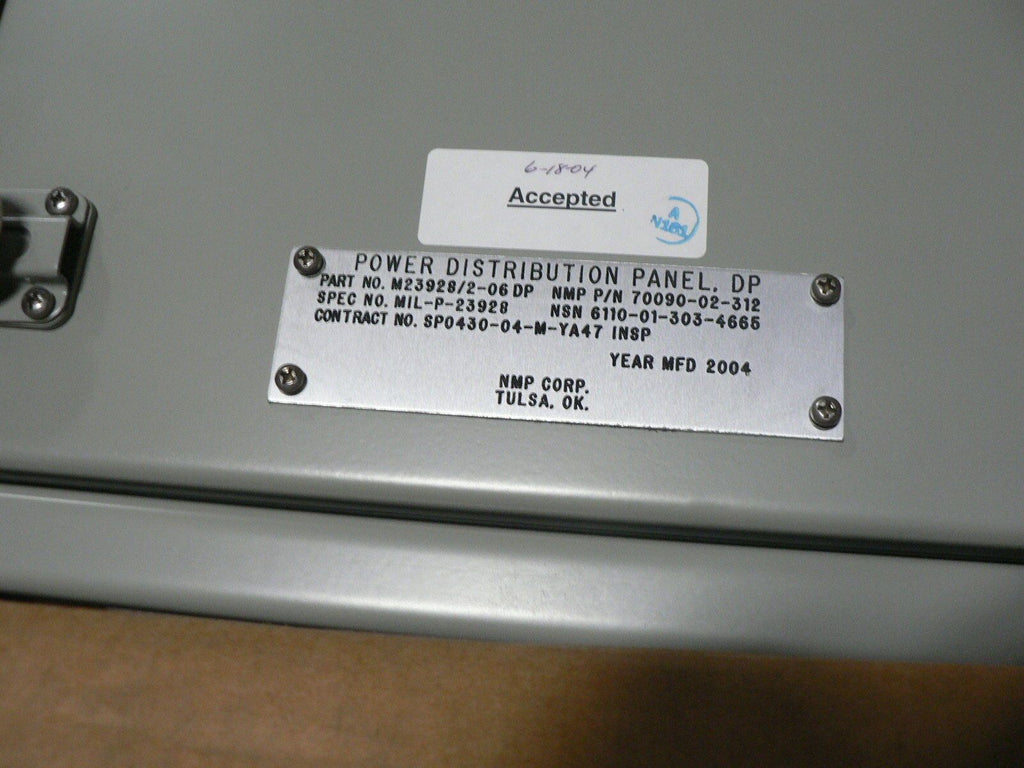 MIL-STD POWER DISTRIBUTION PANEL M23928/2-06-DP NMP CORP. 70090-02-312 ...
