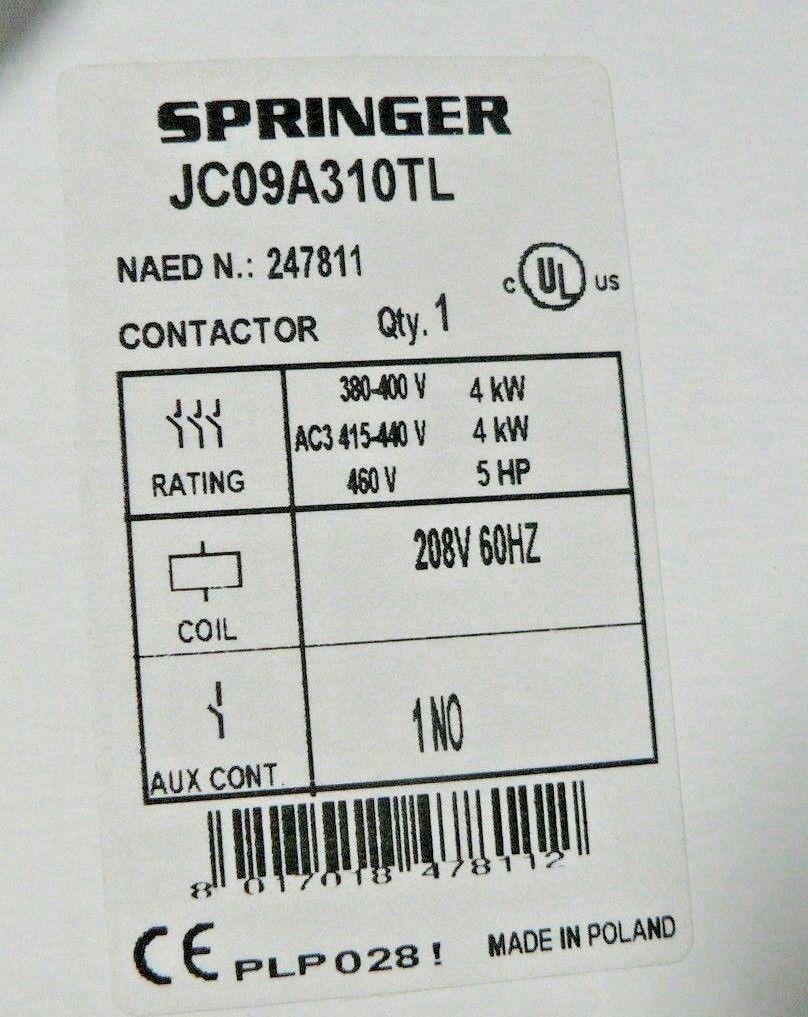 Springer Controls JC09A310T MAGNETIC CONTACTOR — G-Cor Automotive